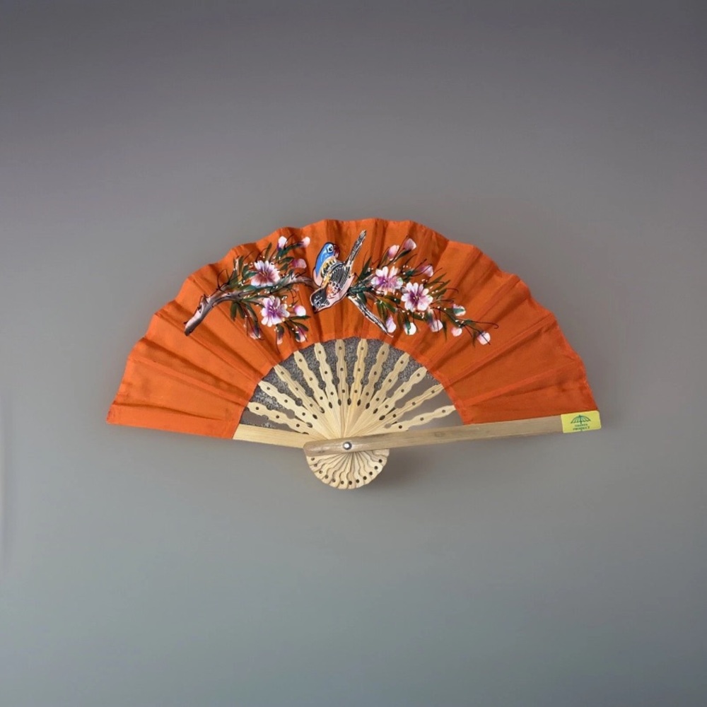 Vintage Folding Hand Fan Made In Thailand Hand Painte… - Gem